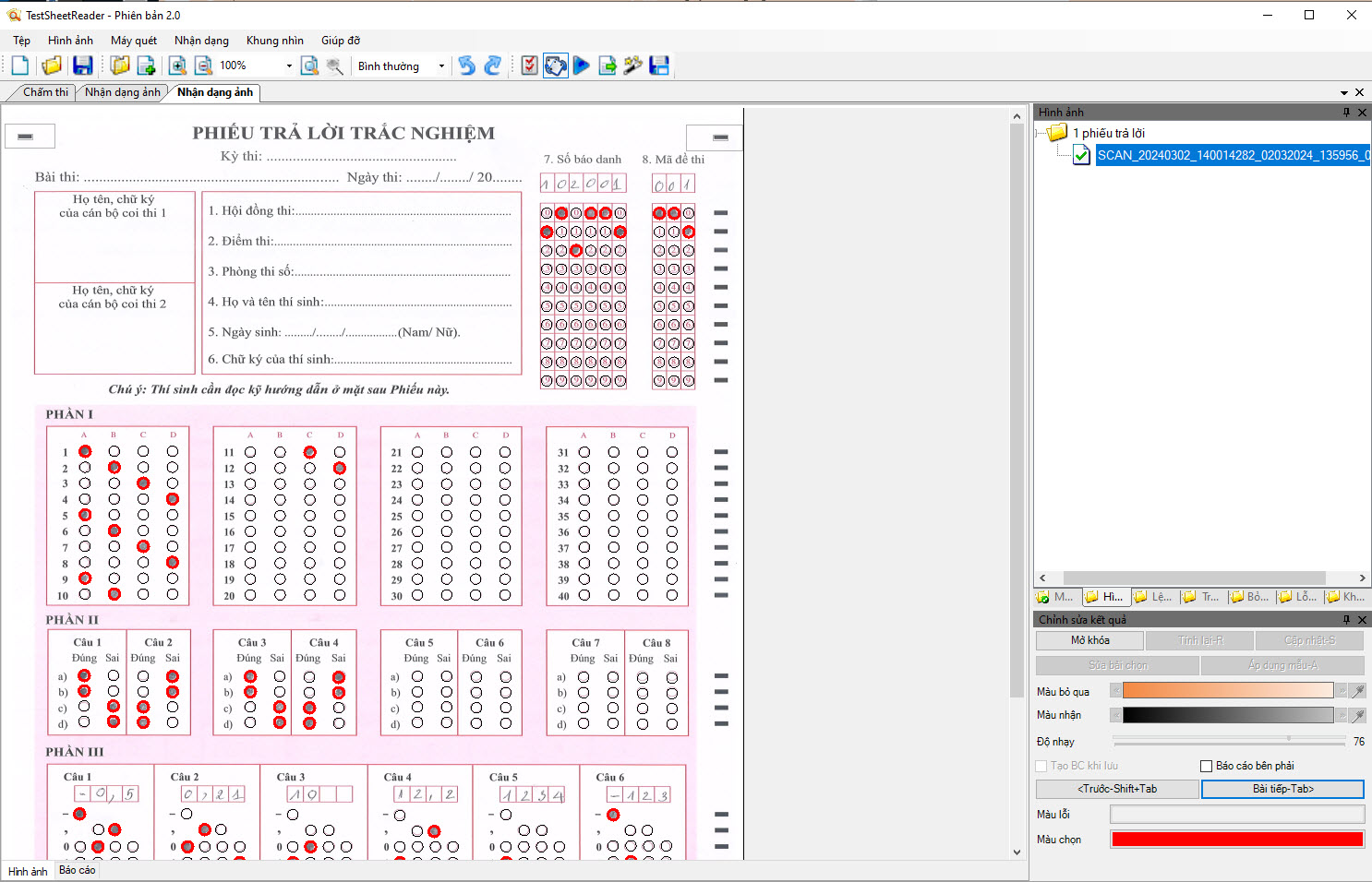 Công Ty CP Công Nghệ TEX Việt Nam - TestSheet Reader - desktop: Phần ...